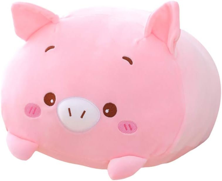 9.8 inch Cute Pink Pig Plush Stuffed Animal Cylindrical Body Pillow ...