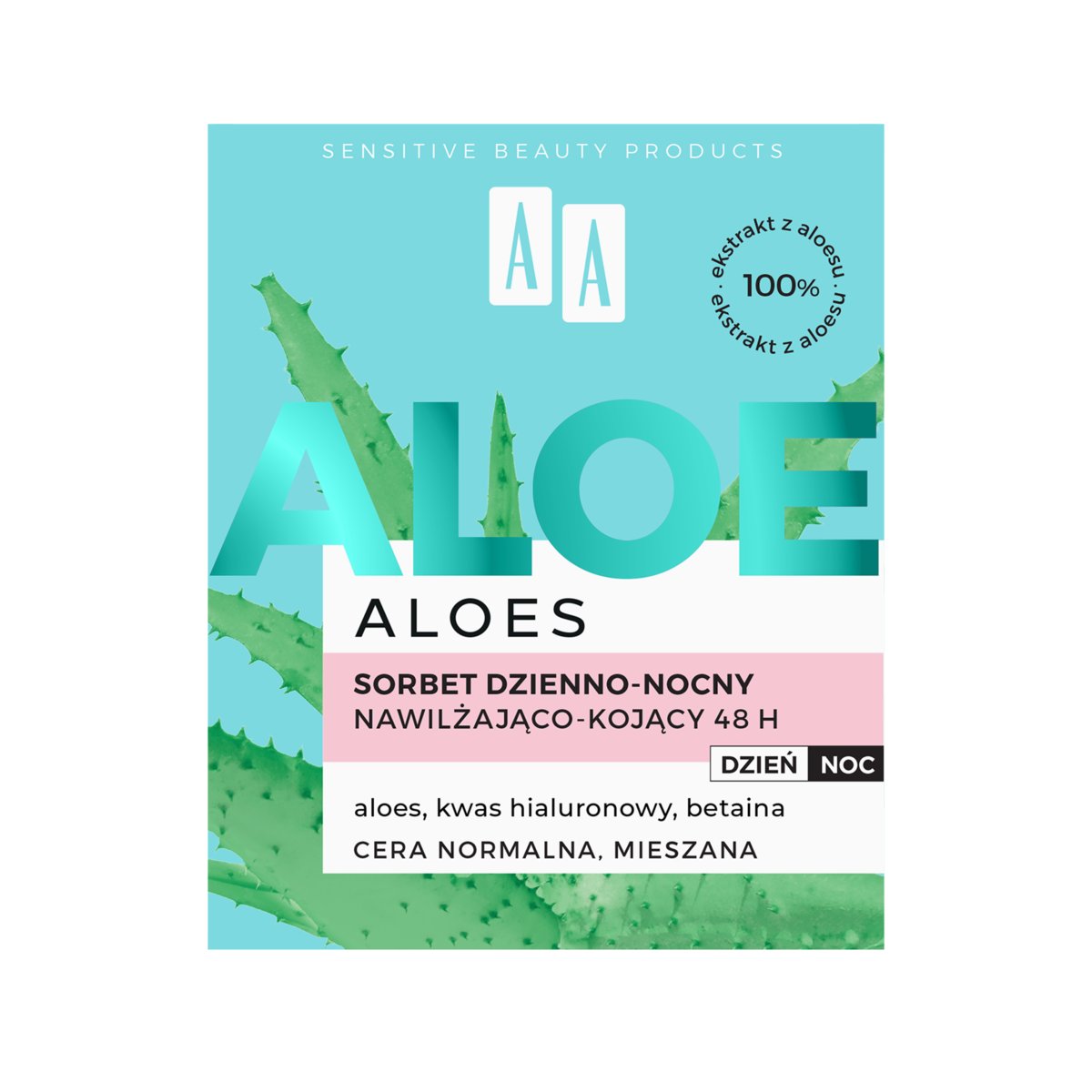 AA Aloes 100% Aloe Vera Extract Sorbet dzienno-nocny 48h nawilżająco-kojący 50 ml | Sklep EMPIK.COM
