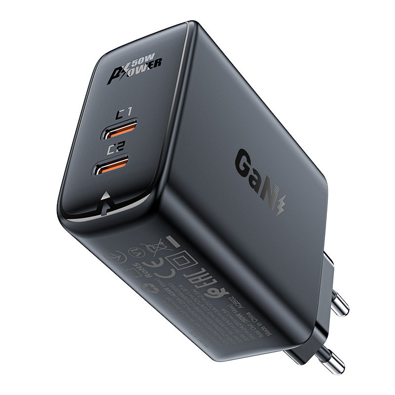 Acefast A29 PD50W GaN (USB-C+USB-C) dual port charger black - Acefast ... Acefast A29 PD50W GaN (USB-C+USB-C) dual port charger black - Acefast ...
