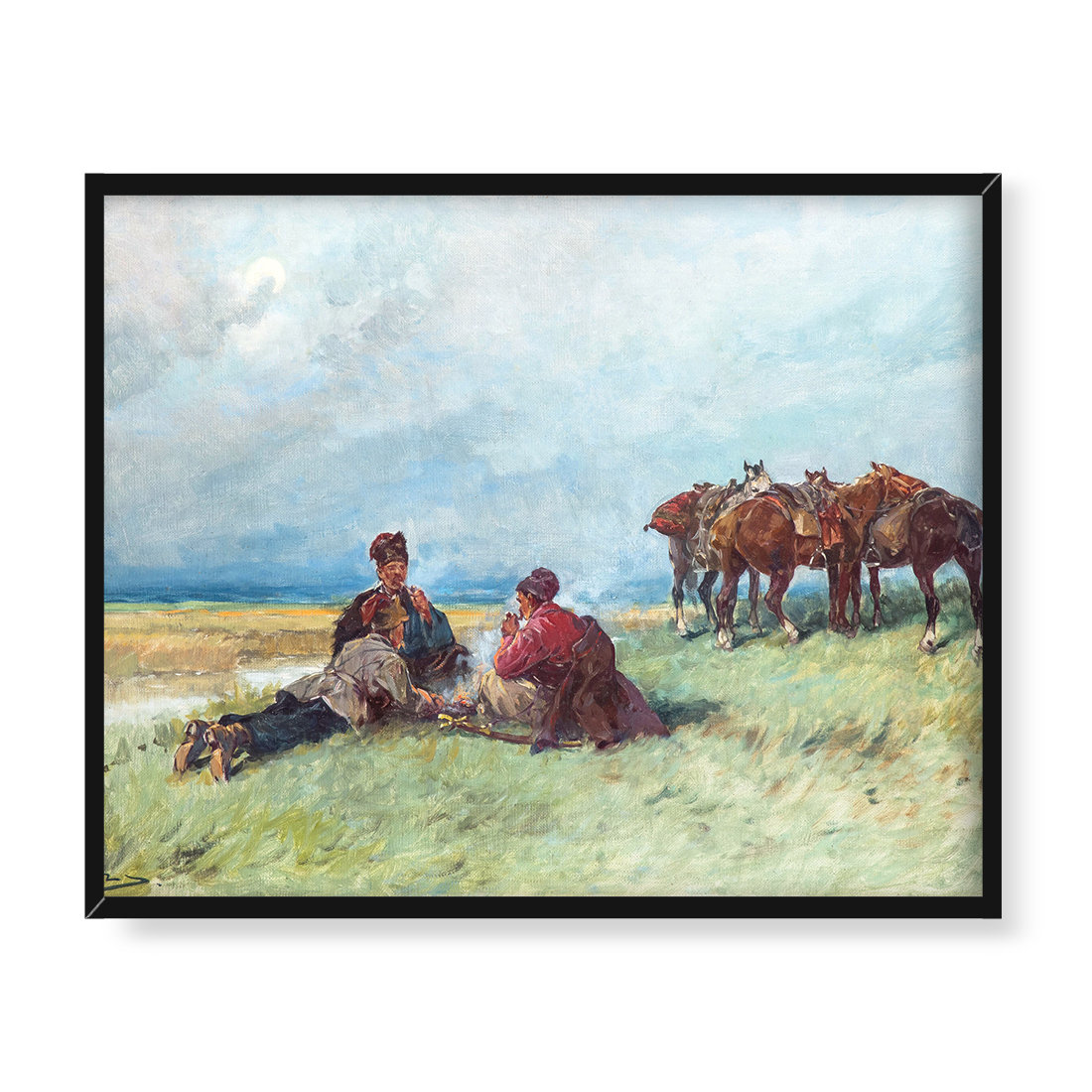Adam Setkowicz Kozacy na stepie 50×40 W RAMIE - ANTYKWARIAT "CZUŁA JEST ...