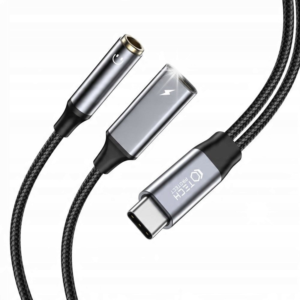 ADAPTER AUDIO + ŁADOWANIE MINI JACK AUX 3.5MM / TYPE-C USB-C PD-60W ...