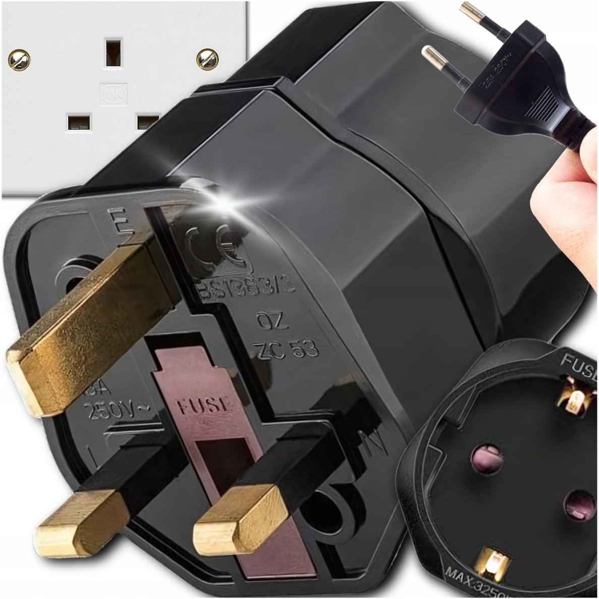 ADAPTER PODRÓŻNY PRZEJŚCIÓWKA DO GNIAZDKA EU UK ANGLIA POLSKA ...