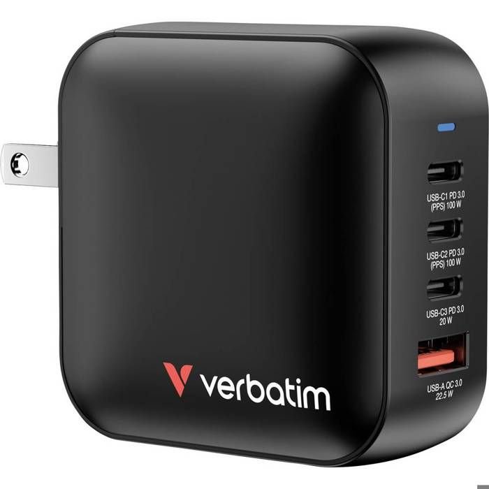 Adapter podróżny Verbatim Mini GaN 100 W 1x USB-A, 3x USB-C® Power ...