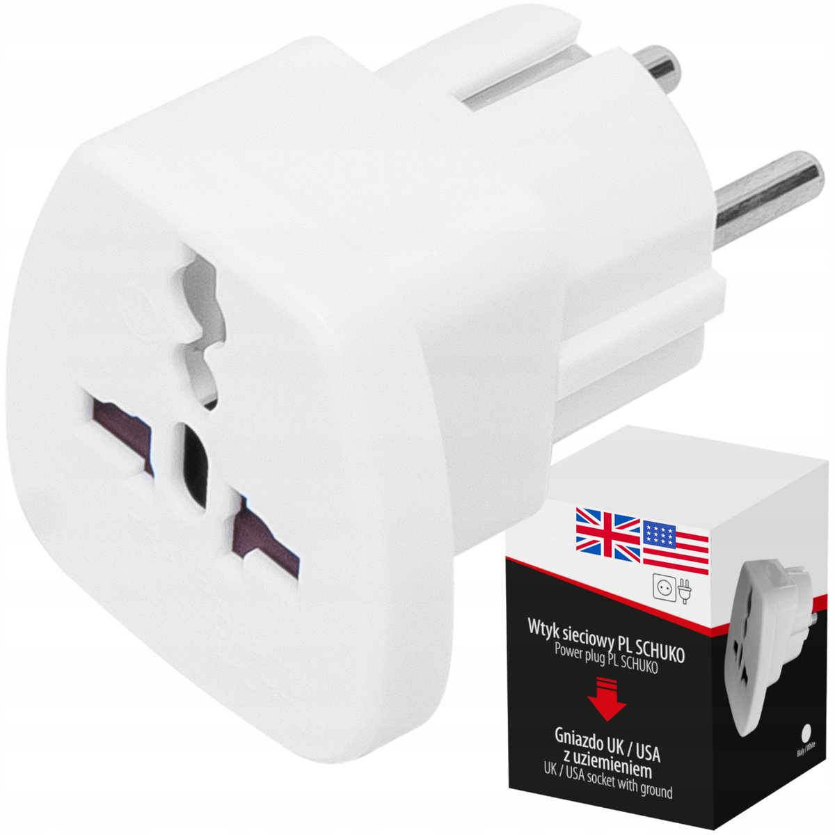Adapter przejściówka UK USA wtyczka PL EU BIAŁA - LeoBye | Sklep EMPIK.COM