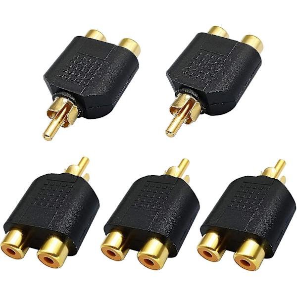 Adapter rozdzielający RCA, pozłacany, 1 męski RCA na 2 żeńskie RCA ...