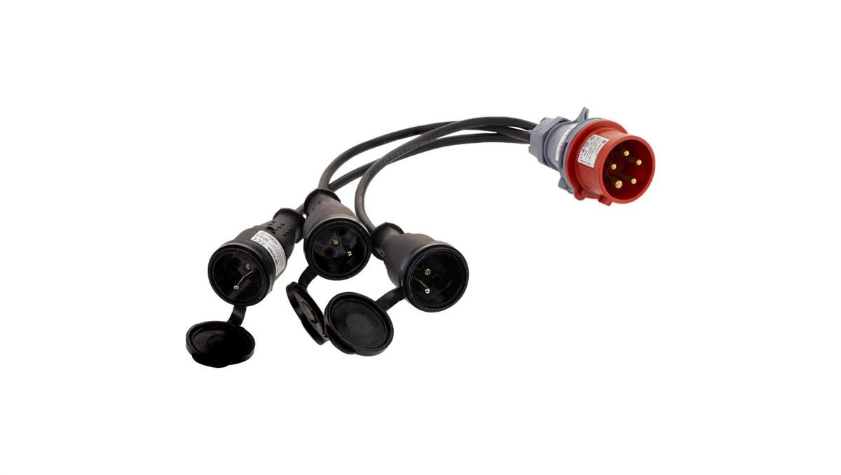 Adapter siĺ‚owy wtyk 16a 5p / 3x gniazdo 2p+z 16a 230v ip44 na kablu ow ...