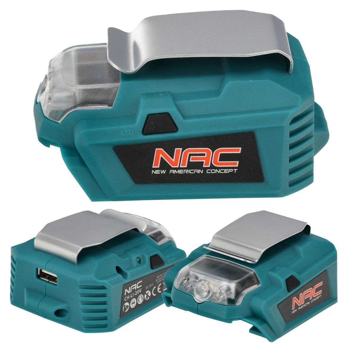 ADAPTER USB DO ŁADOWARKI AKUMULATOROWEJ BODY NAC LAMPA LED KLIPS DO ...