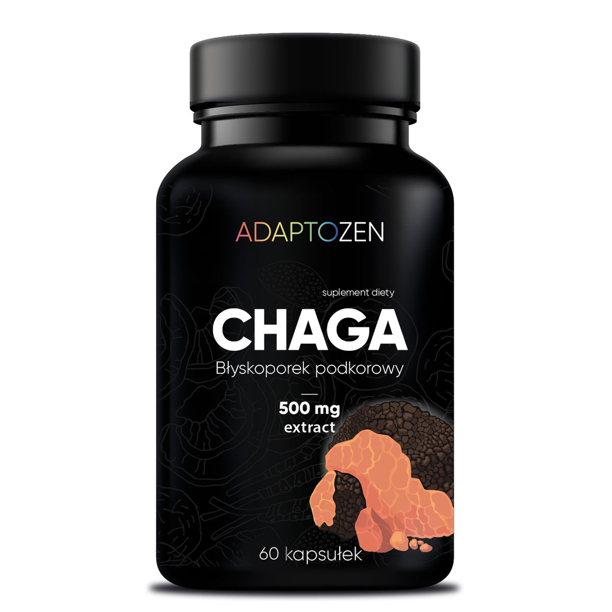 Adaptozen Chaga 500 mg ekstrakt 10:1 grzyb ADAPTOGEN polisacharydy 60 ...