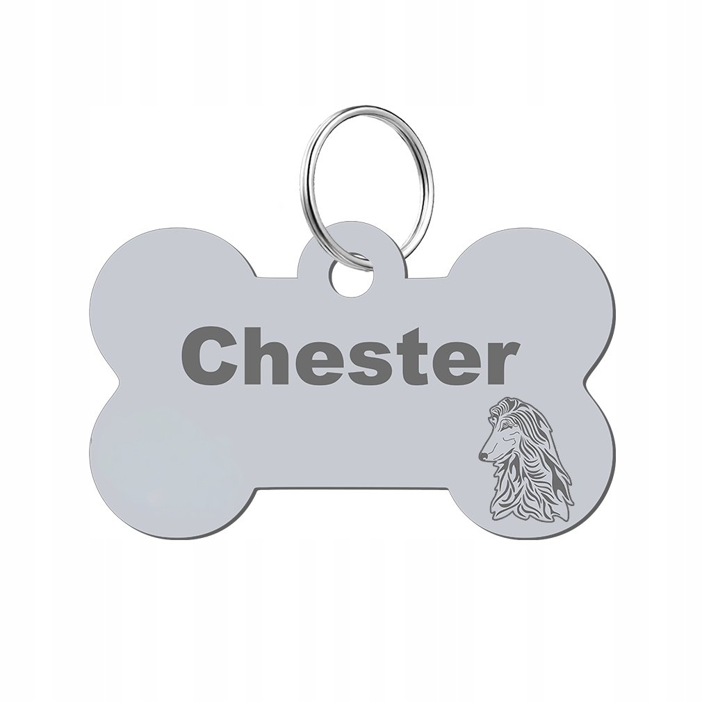 Adresówka KOŚĆ dla psa Chart Afgański 30x50mm GRAWER DWUSTRONNY GRATIS ...