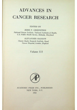 Advances in cancer research vol III - Opracowanie zbiorowe | Książka w ...