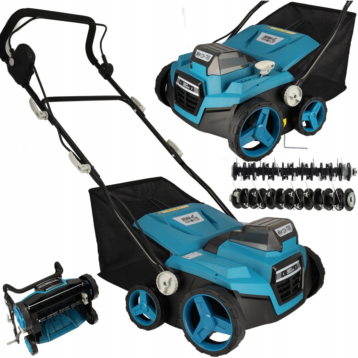 AERATOR WERTYKULATOR akumulatorowy DEDRA SAS+ALL 18V 38 cm 2 wałki kosz ...