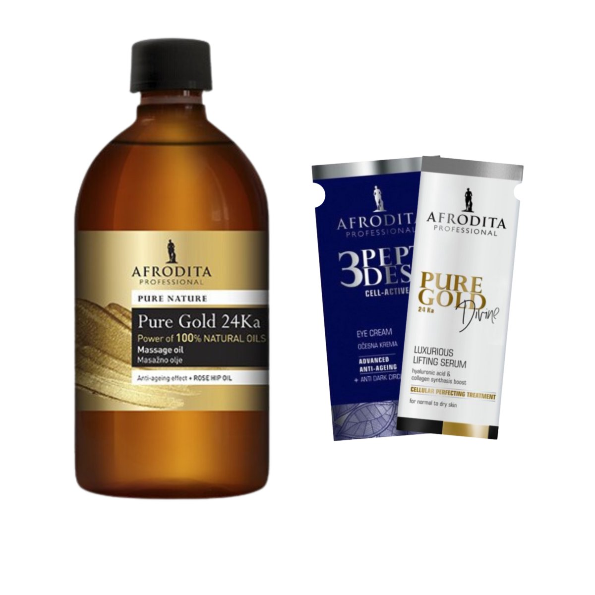 Afrodita Pure Gold 24 Ka Olejek Do Masażu + 2 Próbki | Sklep EMPIK.COM