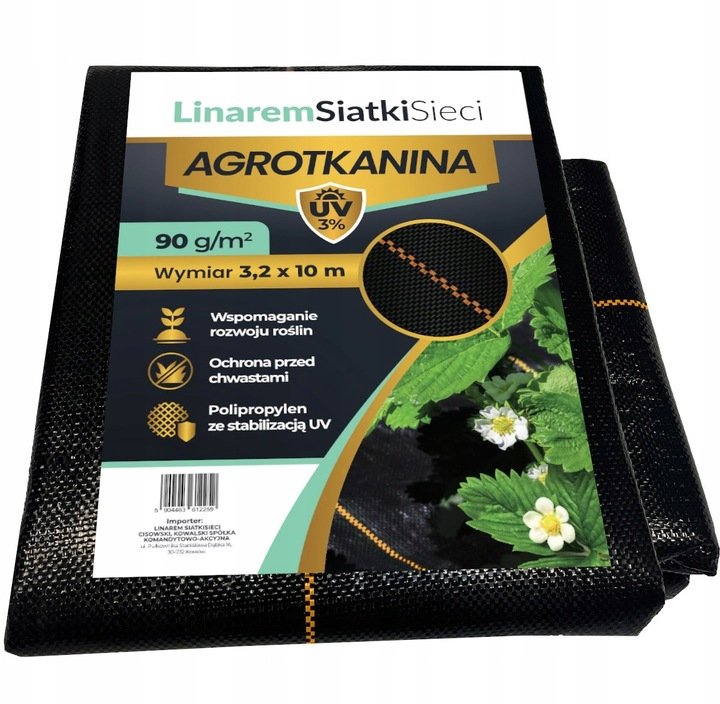 Agrotkanina 90G 3,2X10M Czarna Linarem Siatkisieci - Linarem SiatkiSieci | Sklep EMPIK.COM