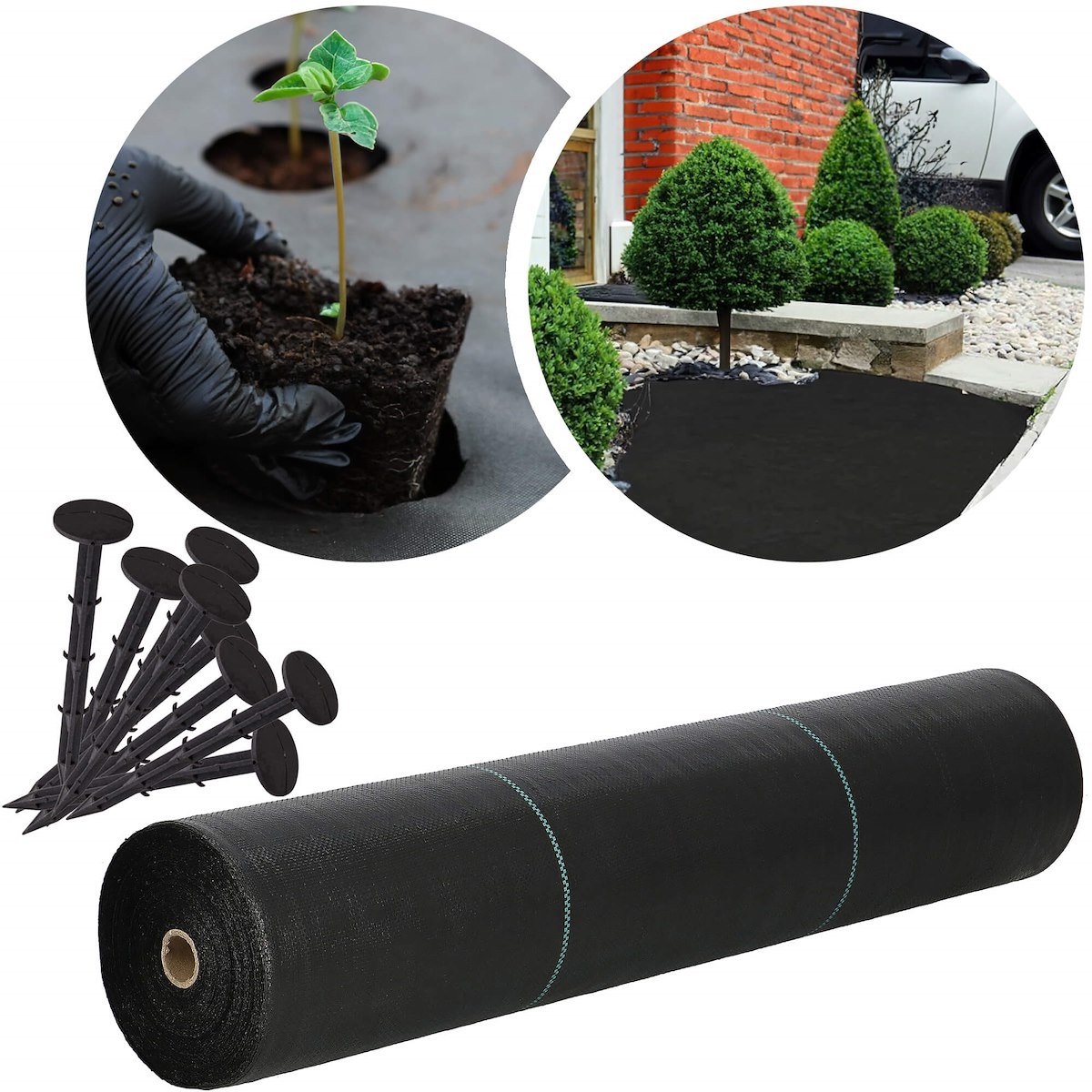 Agrowłóknina Antychwastowa Agrotkanina 90G Czarna Mata 0,8X100 M Gruba + Kotwy Mocujące 50 Szt ...