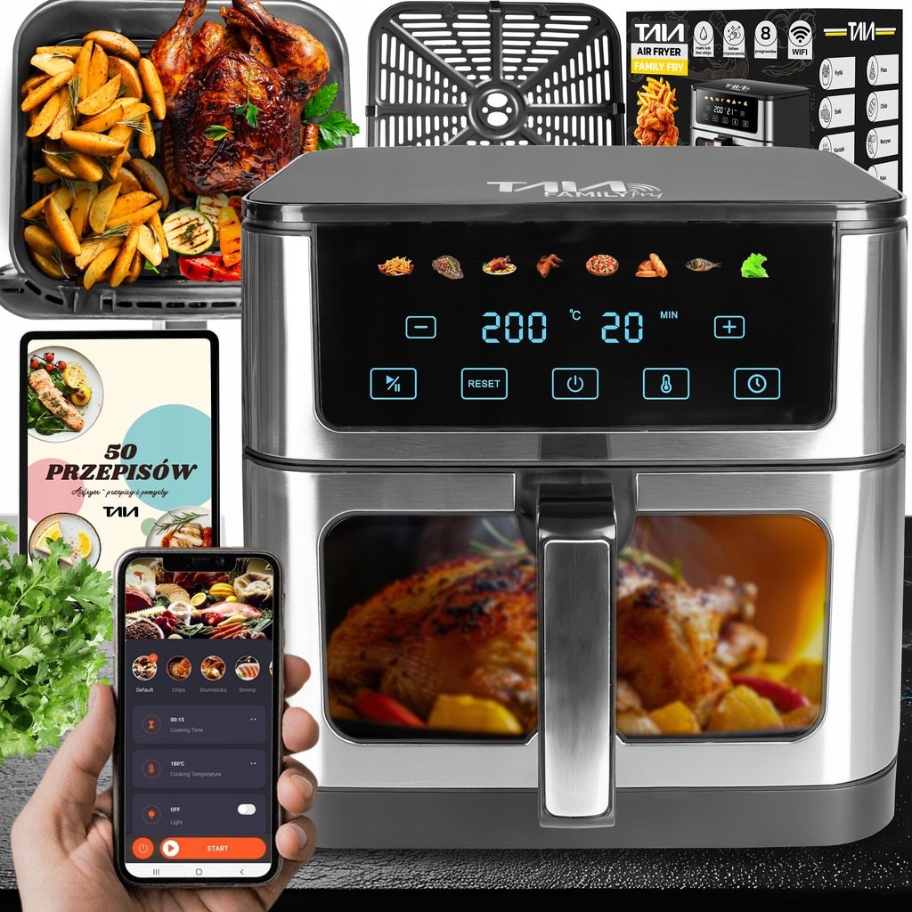 AIR FRYER FRYTKOWNICA BEZTŁUSZCZOWA TAIA 10L 1800W WI-FI PRZEPISY NON-STICK - Inna marka | AGD ...