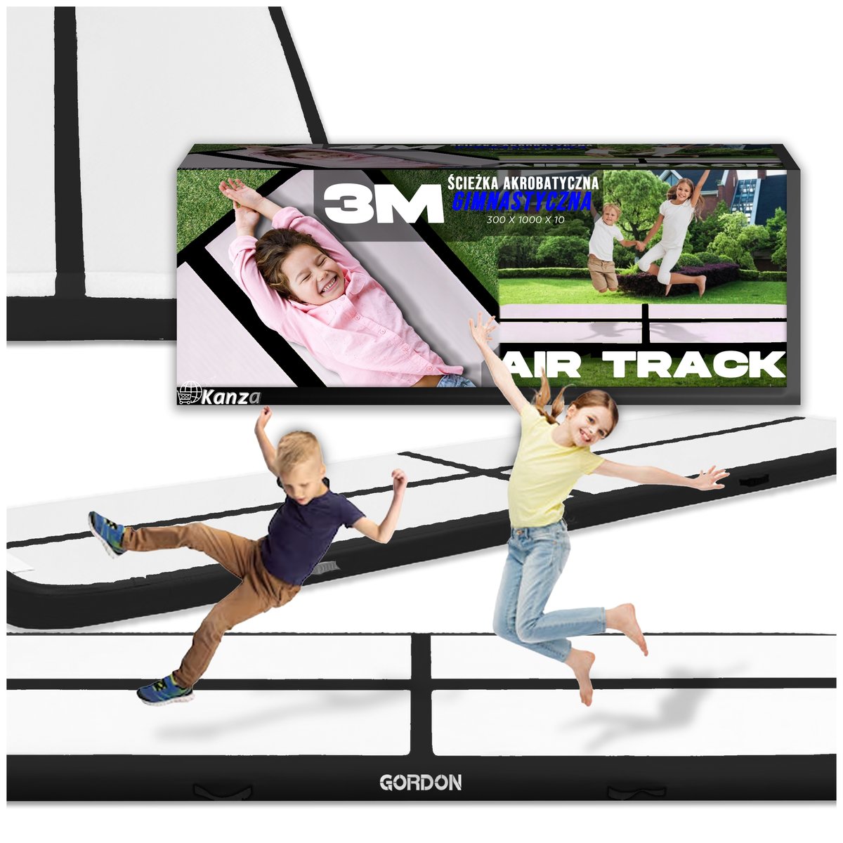 AIRTRACK 3M CZARNY MATA GIMNASTYCZNA AKROBATYCZNA DMUCHANA POMPKA TORBA ...