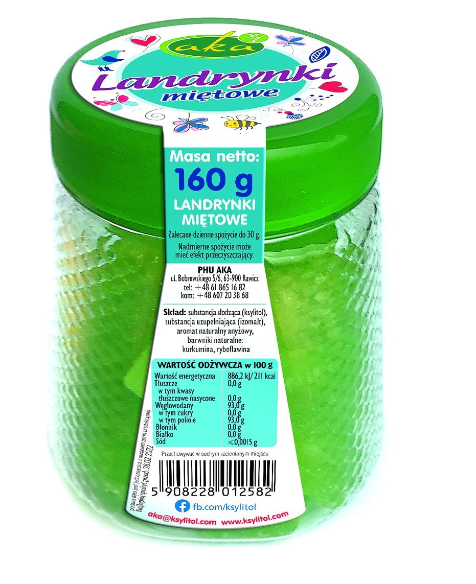 Aka, Landrynki ksylitolowe, Mięta, 160 g - AKA | Sklep EMPIK.COM