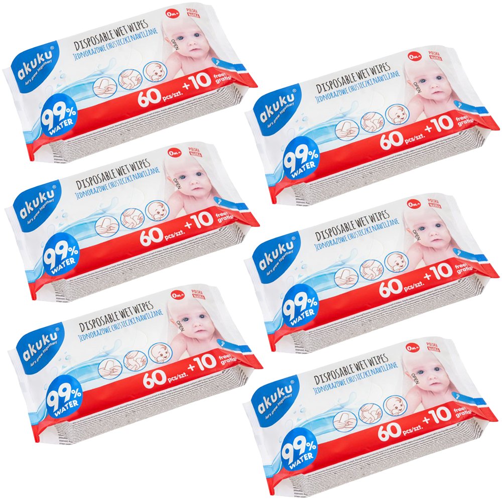 Akuku Jednorazowe Chusteczki Nawilżane Wodą 420 Szt - Akuku | Sklep ...