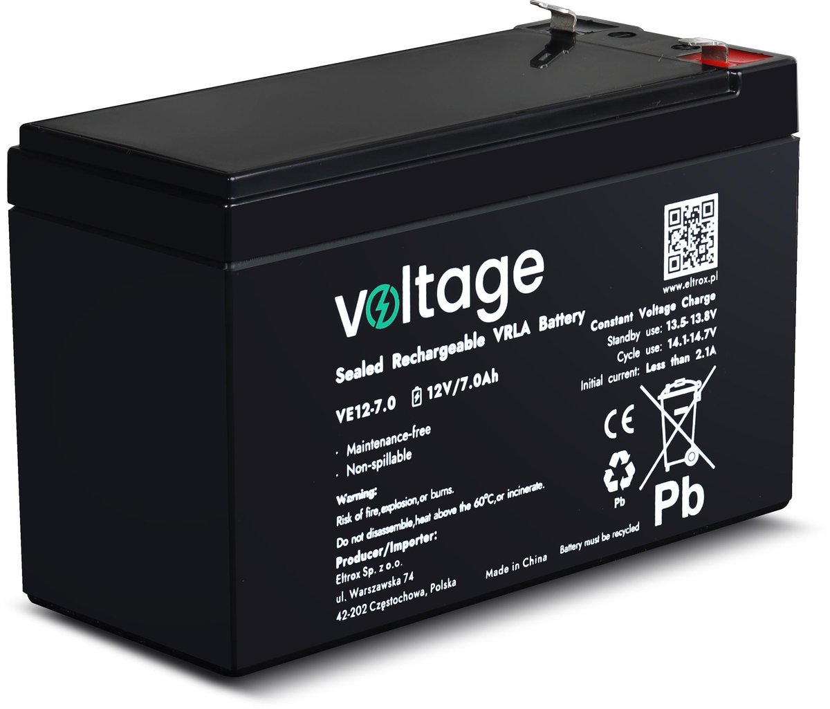 Akumulator AGM Voltage 12V 7Ah VE12-7.0 - Voltage | Sklep EMPIK.COM