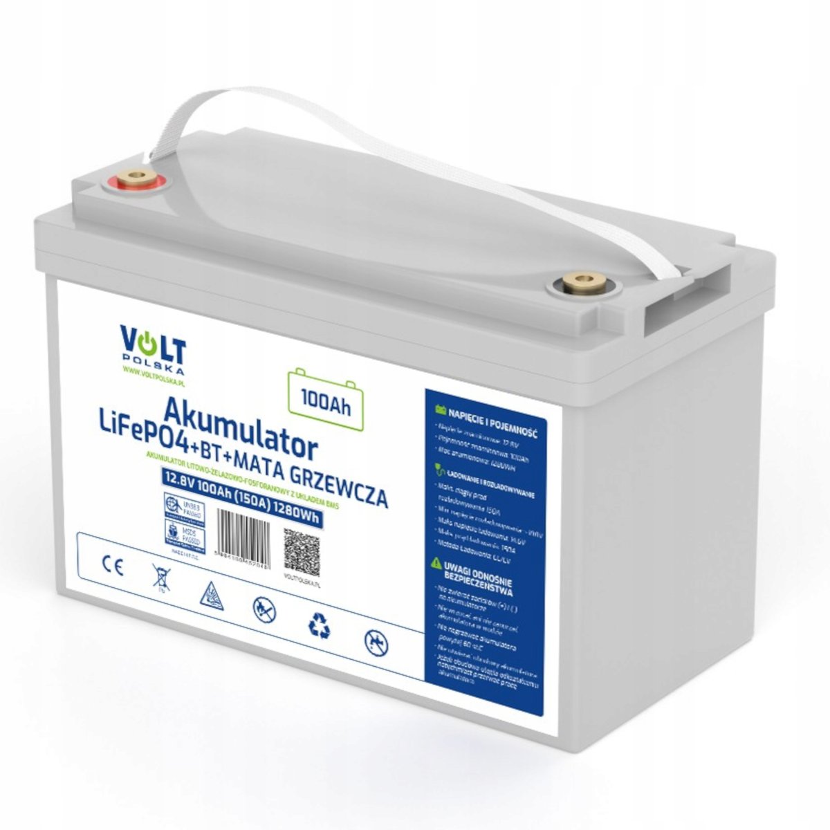 Akumulator Volt LiFePO4 100Ah (150A) BlueTooth + mata grzewcza do ...