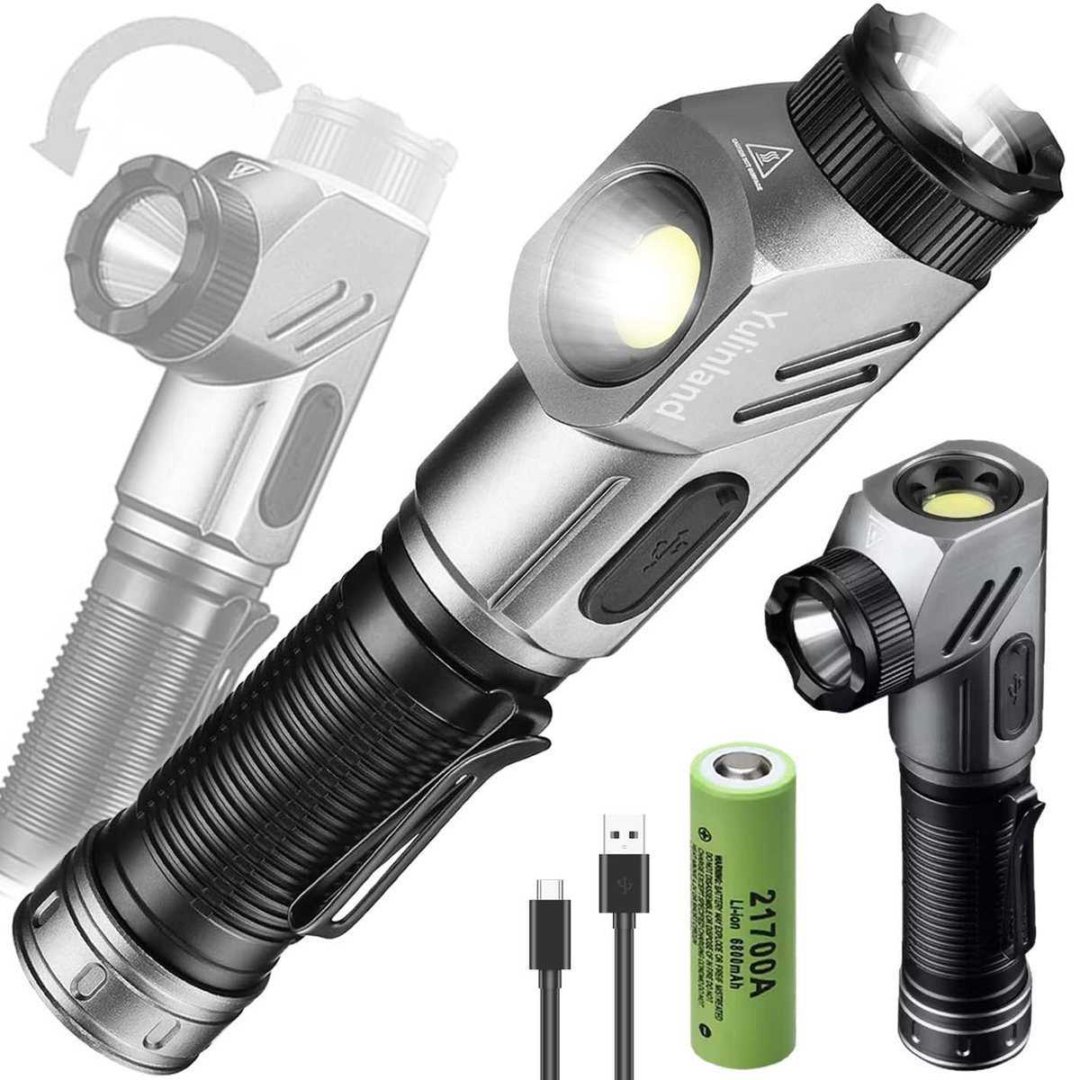 Akumulatorowa latarka LED, 1600 lumenów, niezwykle jasna, 4 tryby ...
