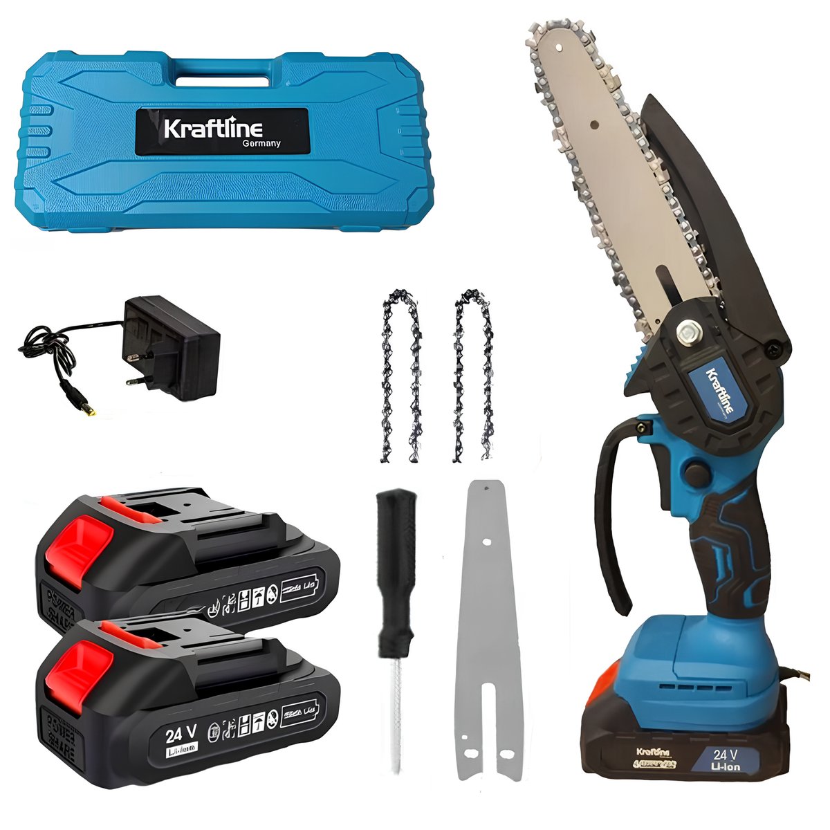 Akumulatorowa mini piła Kraftline Germany 24V 6``+ 2 akumulatory ...