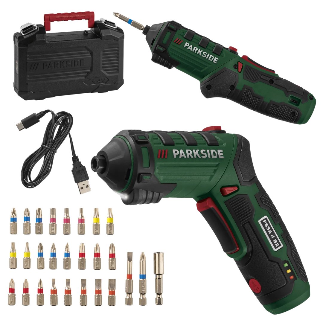Akumulatorowa WKRĘTARKA PARKSIDE PSSA 4 B2 4V 10 Nm Z ZESTAWEM BITÓW ...