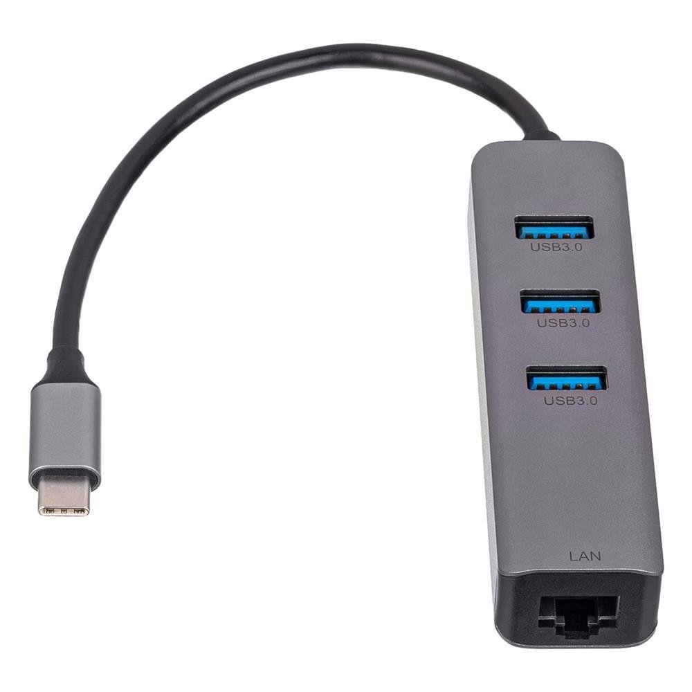 Akyga Hub USB AK-AD-66 type C do 3x USB 3.0 z kartą sieciową 10/100/1000 15cm - Inna marka ...