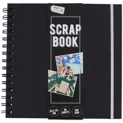 ALBUM DO SCRAPPINGU SCRAPBOOKING ozdobny czarny 20 x 20 cm 50 kart 200 ...