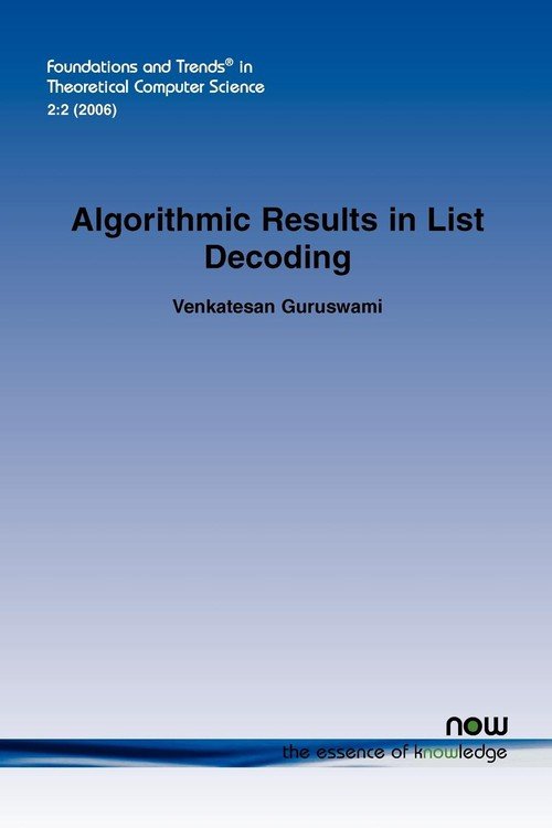 Algorithmic Results In List Decoding Guruswami Venkatesan Książka W Empik