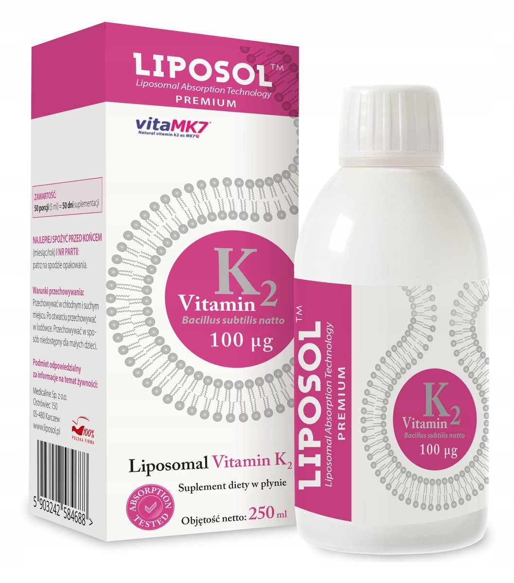 Aliness Liposol Liposomalna Witamina K2 100 uq 250ml KRZEPNIĘCIE KRWI ...