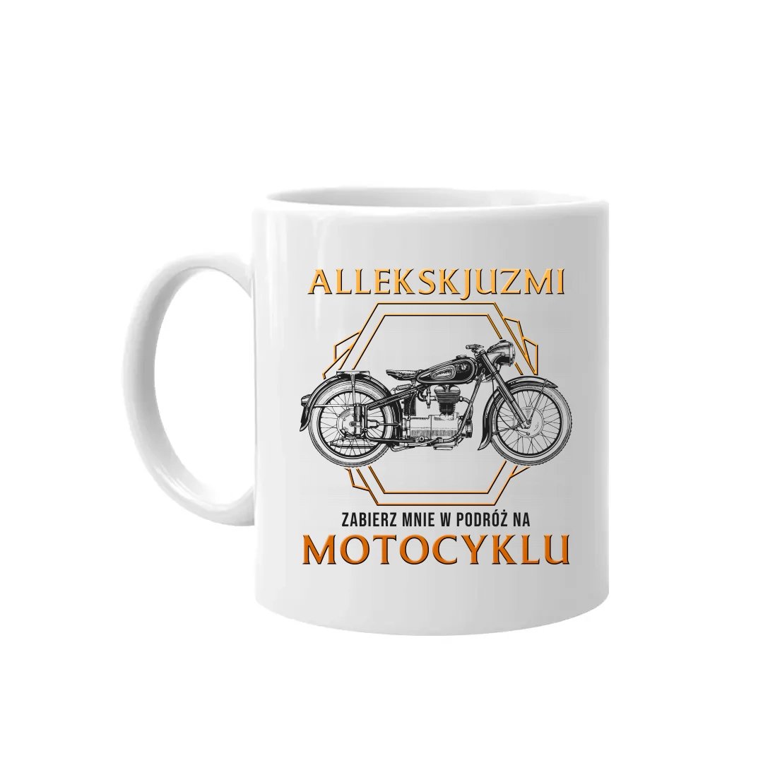 Allekskjuzmi, zabierz mnie w podróż na motocyklu - kubek na prezent - Koszulkowy | Sklep EMPIK.COM