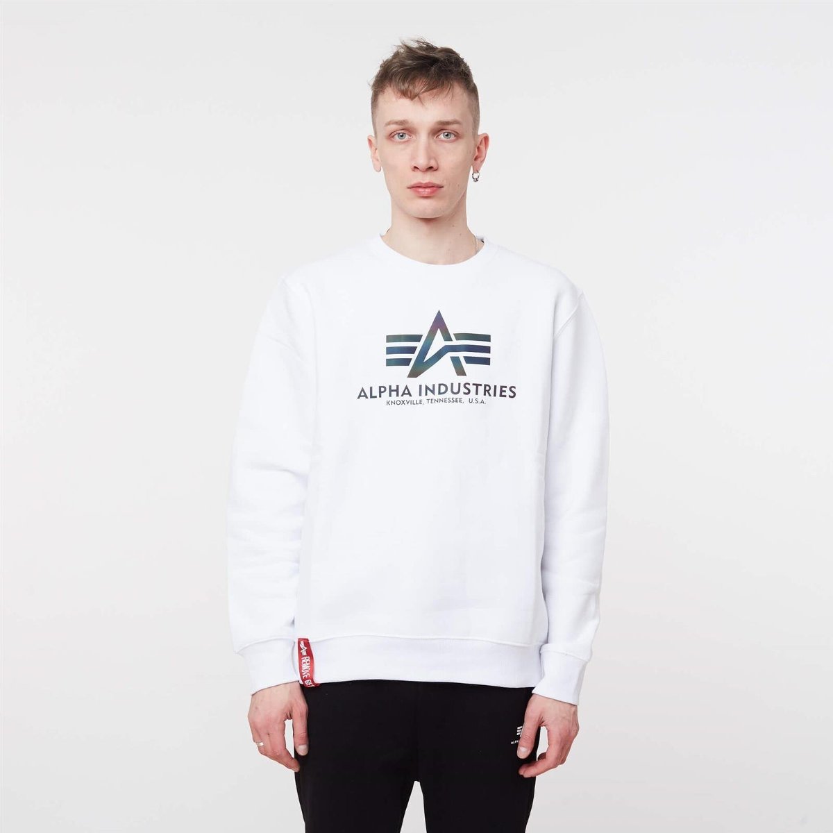Alpha Industries Basic Sweater Rainbow Reflective Print WHITE - L ...