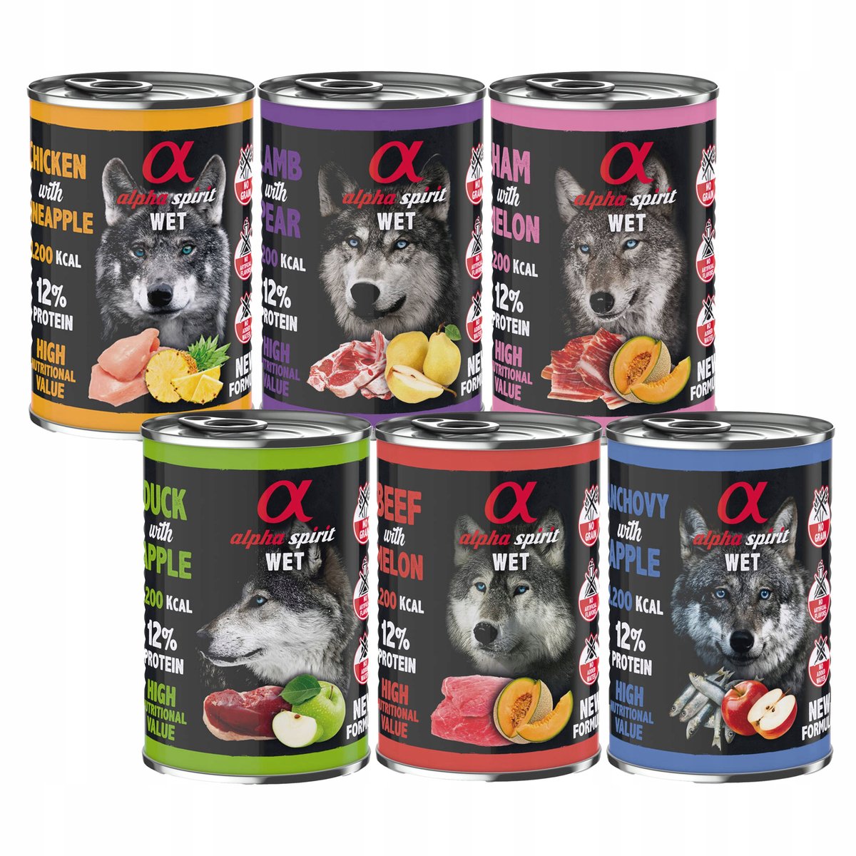 ALPHA SPIRIT Karma mokra dla psa mix smaków 6 x 400g - Alpha spirit ...