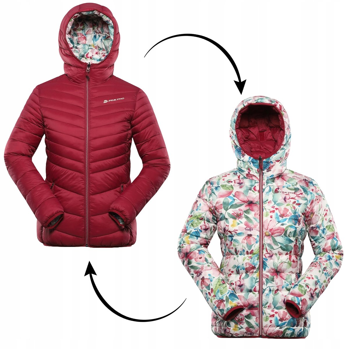 ALPINE PRO Kurtka damska ocieplana dwustronna Eroma bordowy r.XXL ...
