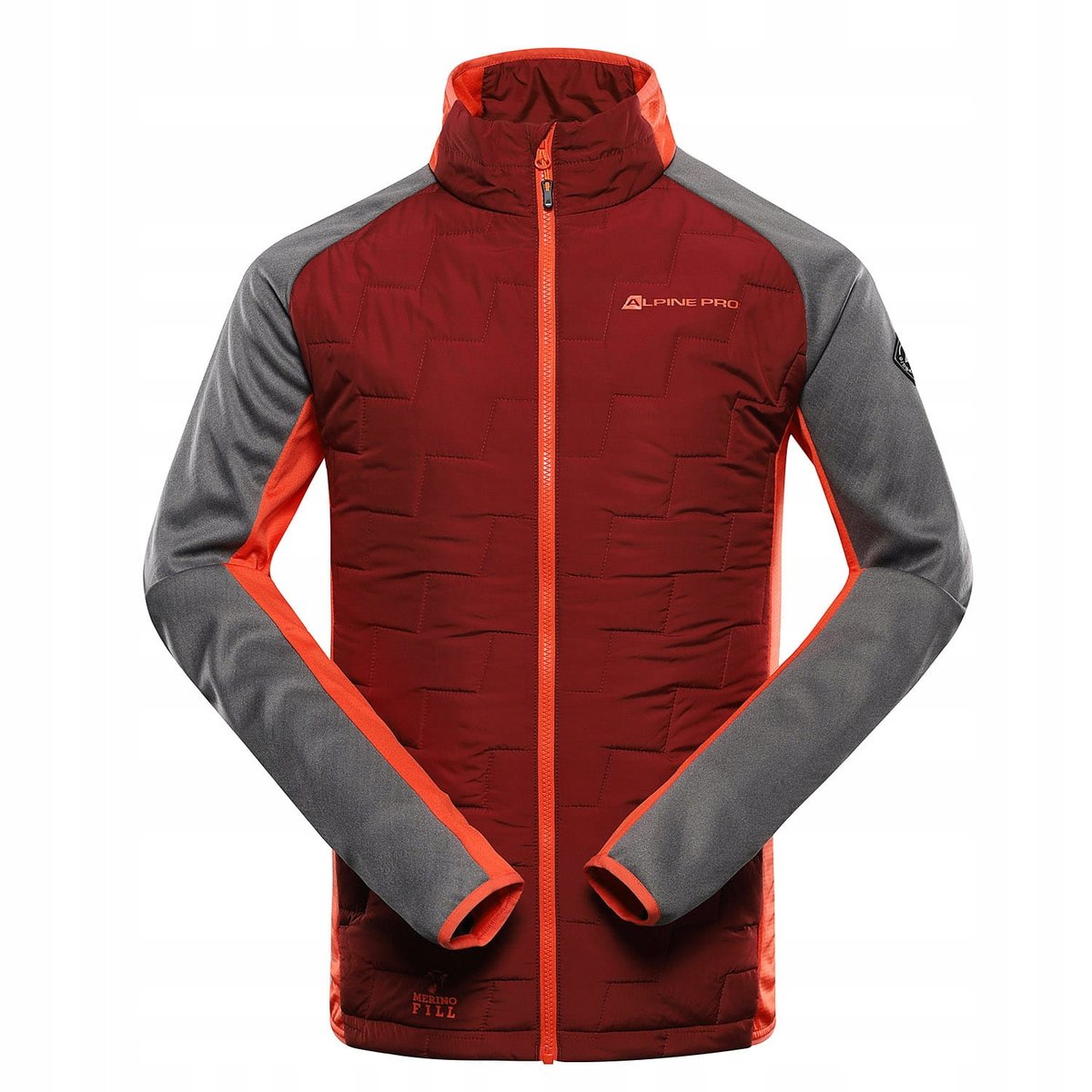 ALPINE PRO Męska bluza sportowa z wełną merino Jorw czerwony r.M ...