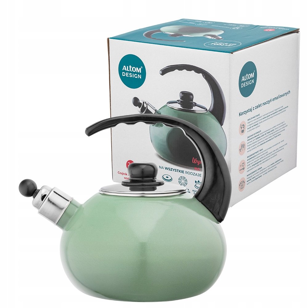 Altom, czajnik emaliowany 2,5l szałwiowy - Altom Design | Sklep EMPIK.COM