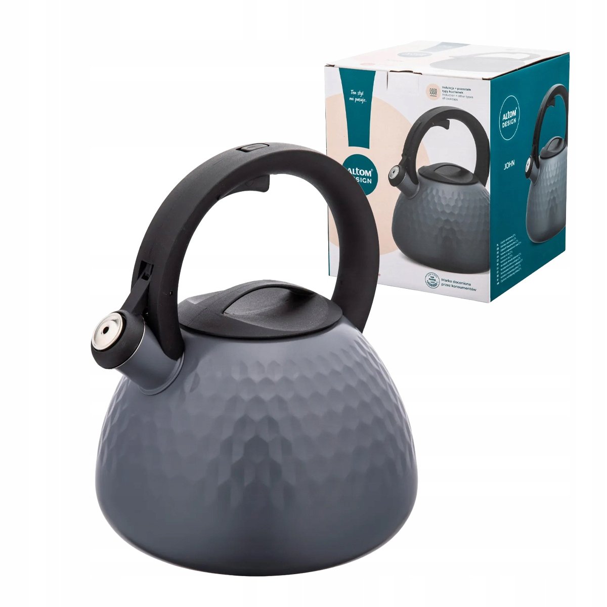 Altom, czajnik nierdzewny 2,7l john szary - Altom Design | Sklep EMPIK.COM