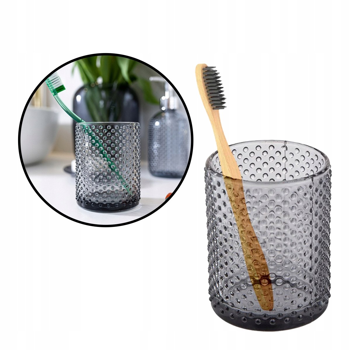 Altom, Kubek na szczoteczki szklany, 8x8x10 cm, popielaty - Altom ...