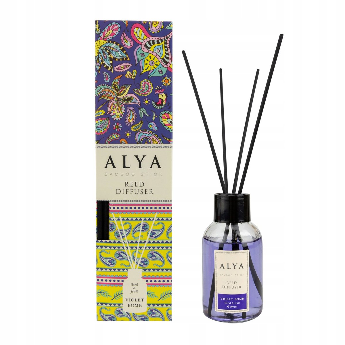 Alya patyczki zapachowe bambusowe odświeżacz powietrza Violet Bomb ...