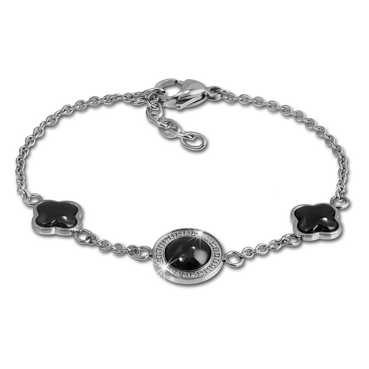 Amello Bransoletka ze stali szlachetnej ceramiczna okrągła srebrna ...