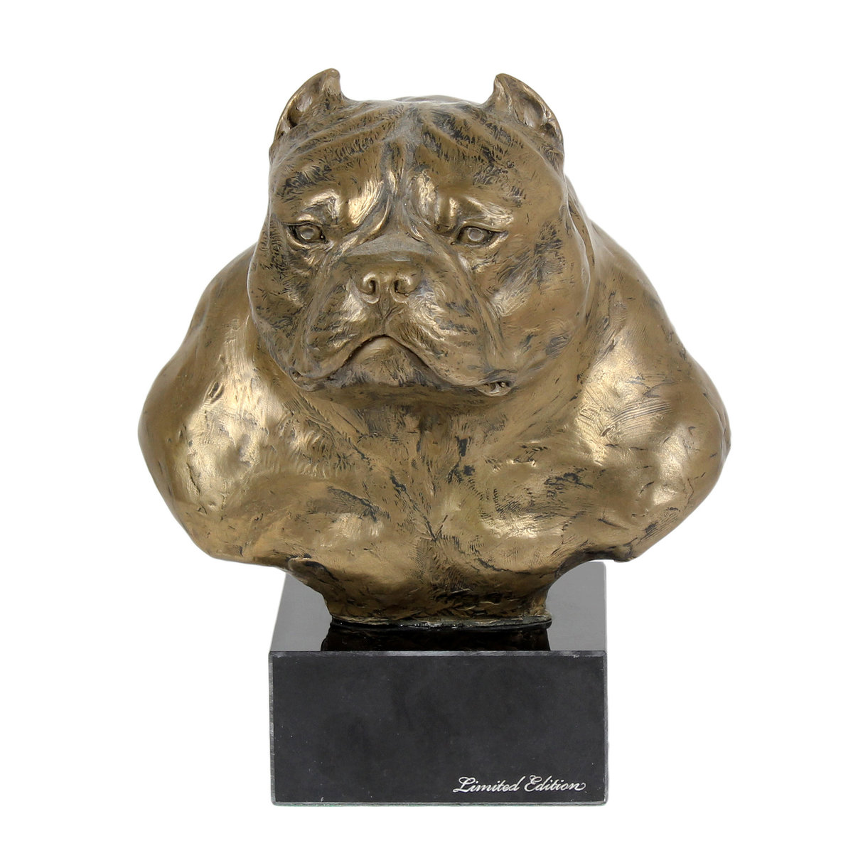 American Bully - statuetka psa, popiersie na kamiennej podstawie ...
