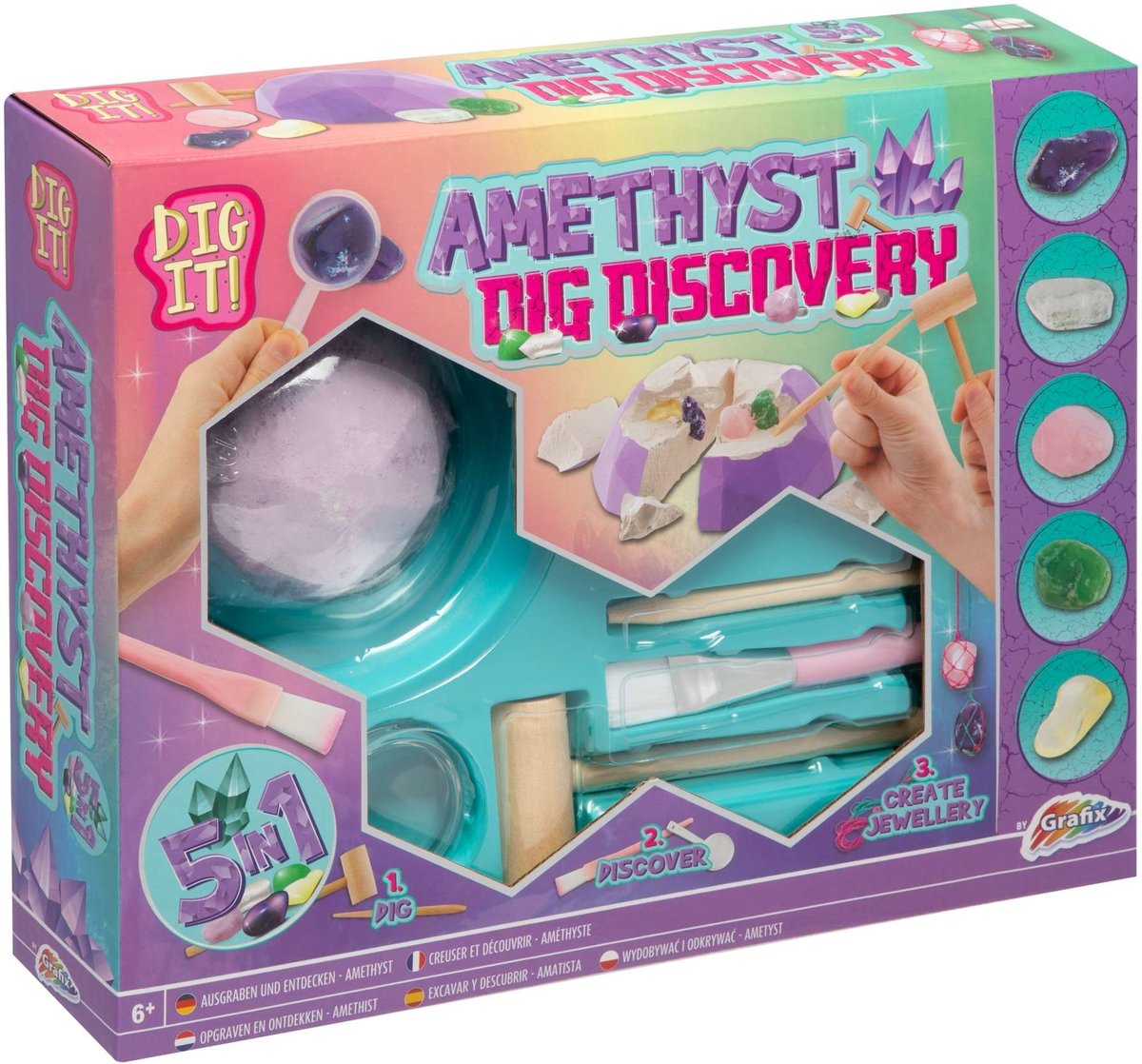 Amethyst Dig Discovery 5w1 Zestaw wykopaliska minerałów - Grafix ...