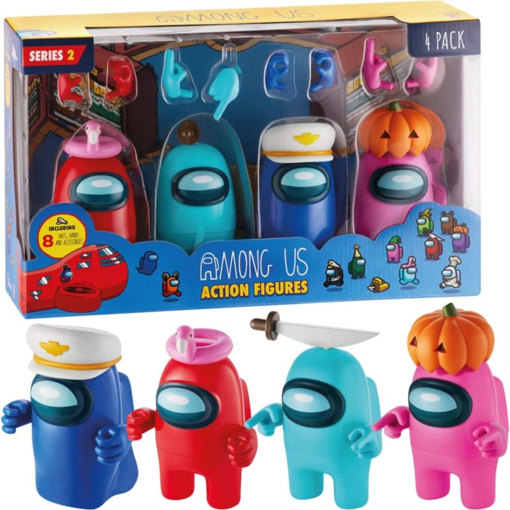 AMONG US 4-PAK PMI FIGURKI Z AKCESORIAMI DUŻY ZESTAW CREWMATES 12cm ...