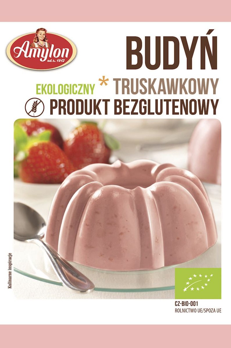 Amylon, budyń truskawkowy bezglutenowy bio, 40 g - Amylon | Sklep EMPIK.COM