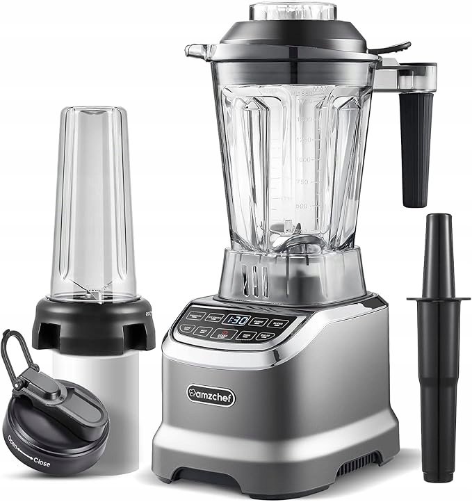 Amzchef Blender Kielichowy 2 w 1 2000W 1,85l 600ml Do Lodu Smoothie ...