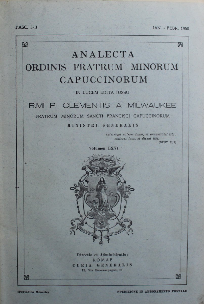 Analecta Ordinis Fratrum Minorum Capuccinorum Volumen LXVI i LXVII ...