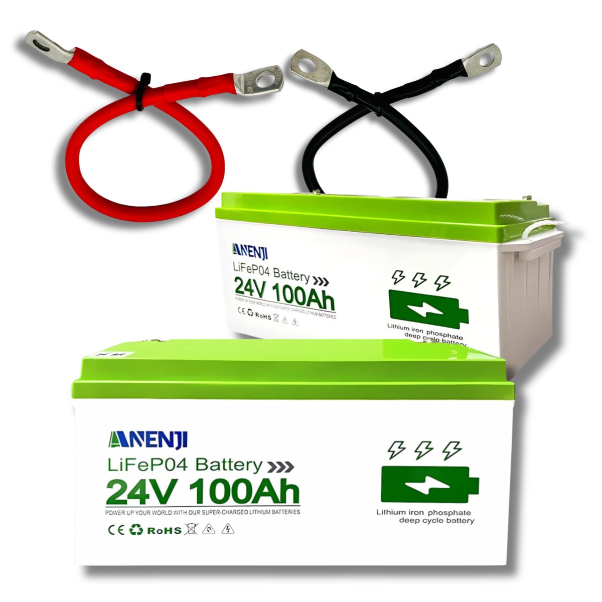 Anenji Bateria 24V 100Ah LiFePO4 2560Wh Akumulator Zestaw Z Kablem LGY ...