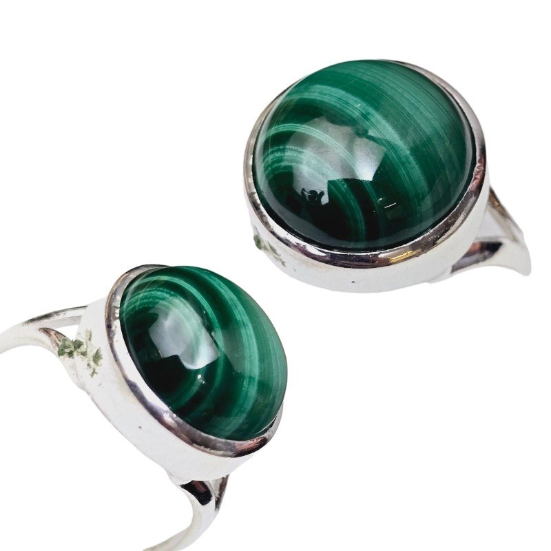 ankabizuteria.pl Pierścionek srebrny z malachitem - okrągły - AnKa ...