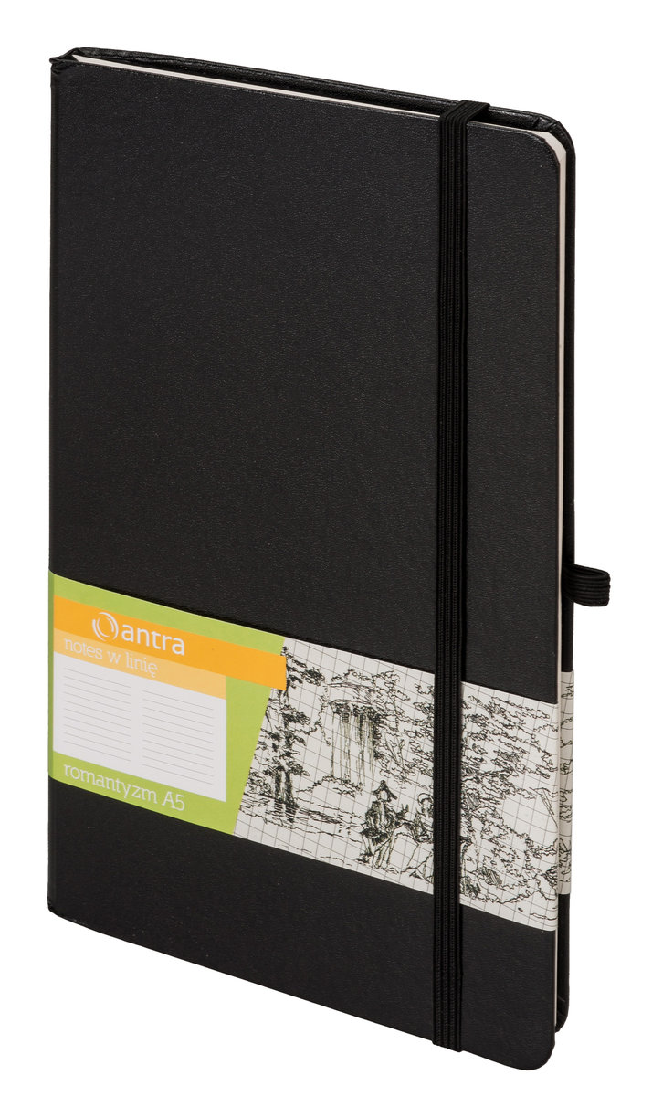 Antra, Notes w linię zamykany na gumkę, A5, romantyzm, czarny - Antra ...